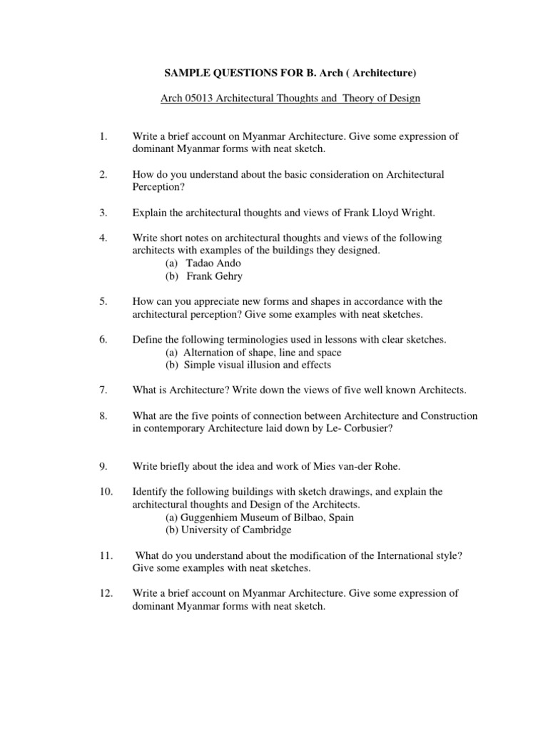 B. Arch Sample Questions and Topics | PDF | Teaching Methods ...