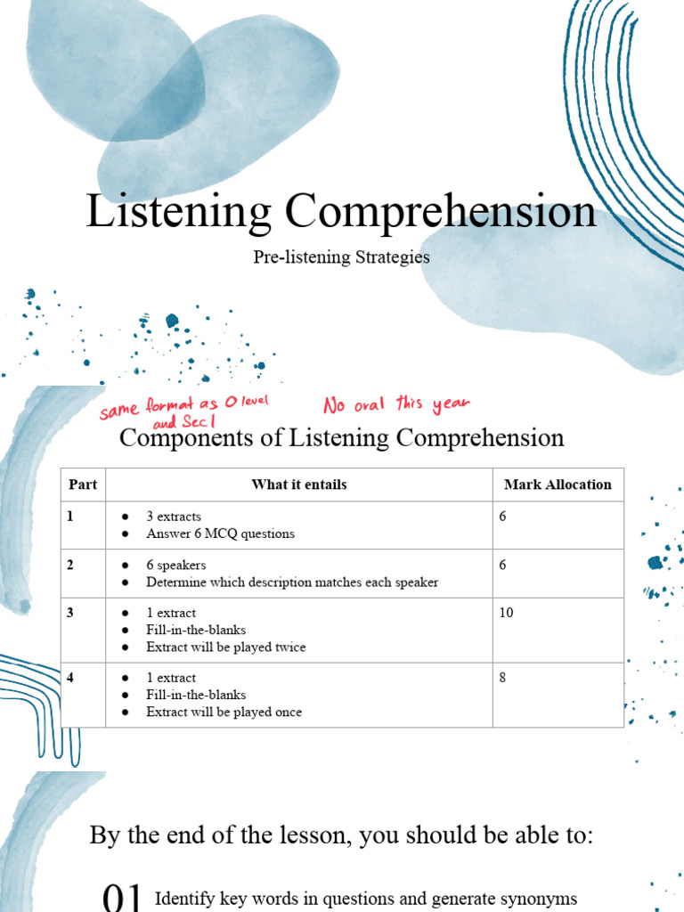 Listening Comprehension Guide | PDF