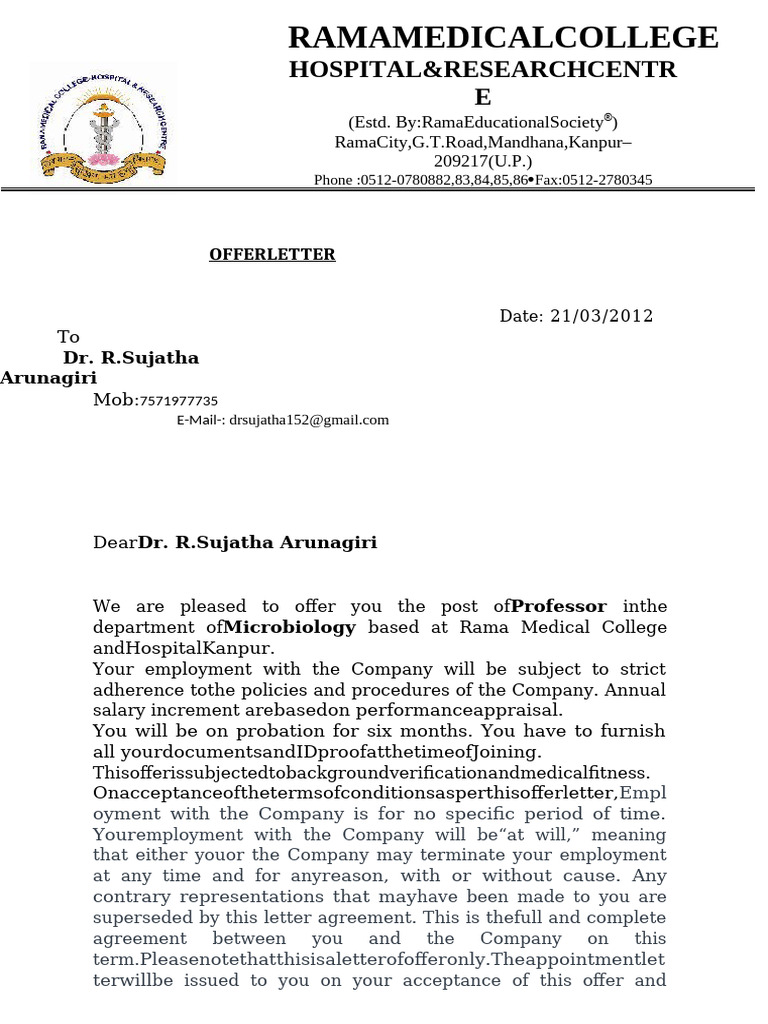 Microbilogy Offer Letters | PDF | Economies | Labor