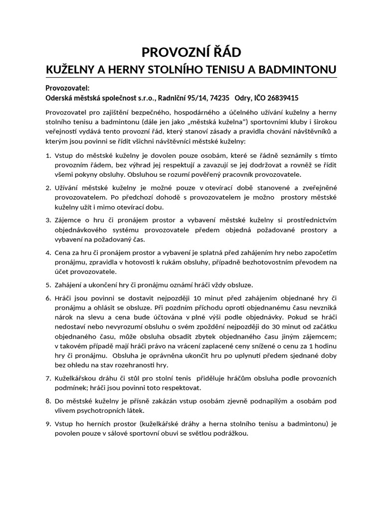 Provozni Rad Kuzelny | PDF