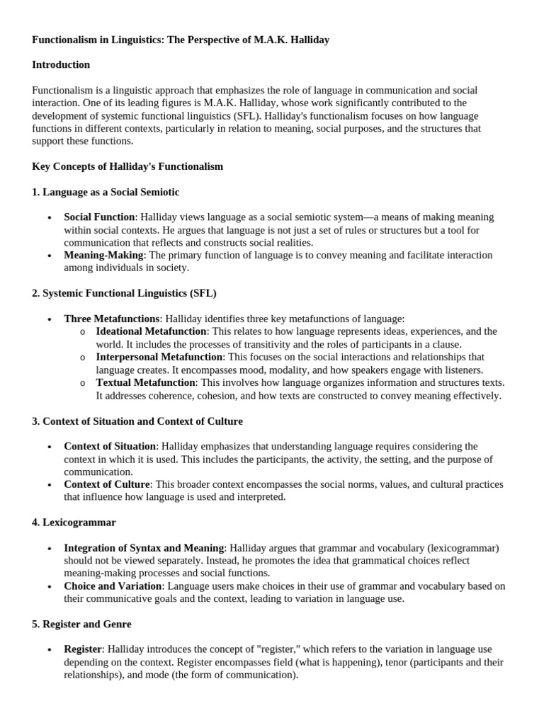 Functionalism in Linguistics | PDF | Communication | Liberal Arts Education