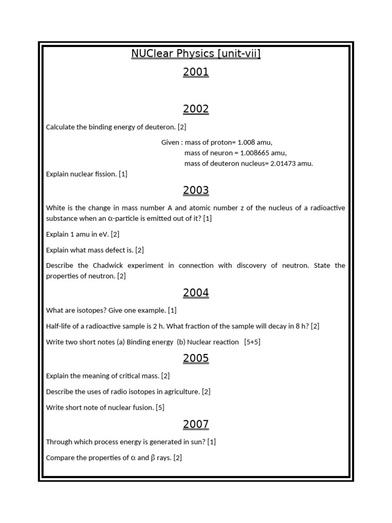 U-8 (b) Nuclear Physics | PDF | Nuclear Physics | Neutron