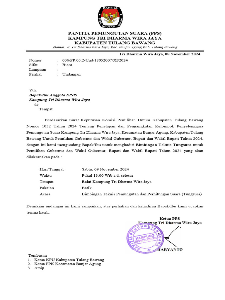 Undangan Bimtek KPPS | PDF