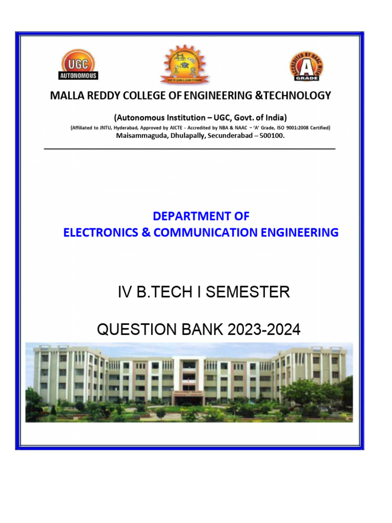 IV-I QUESTION BANK | PDF | Cmos | Data Compression