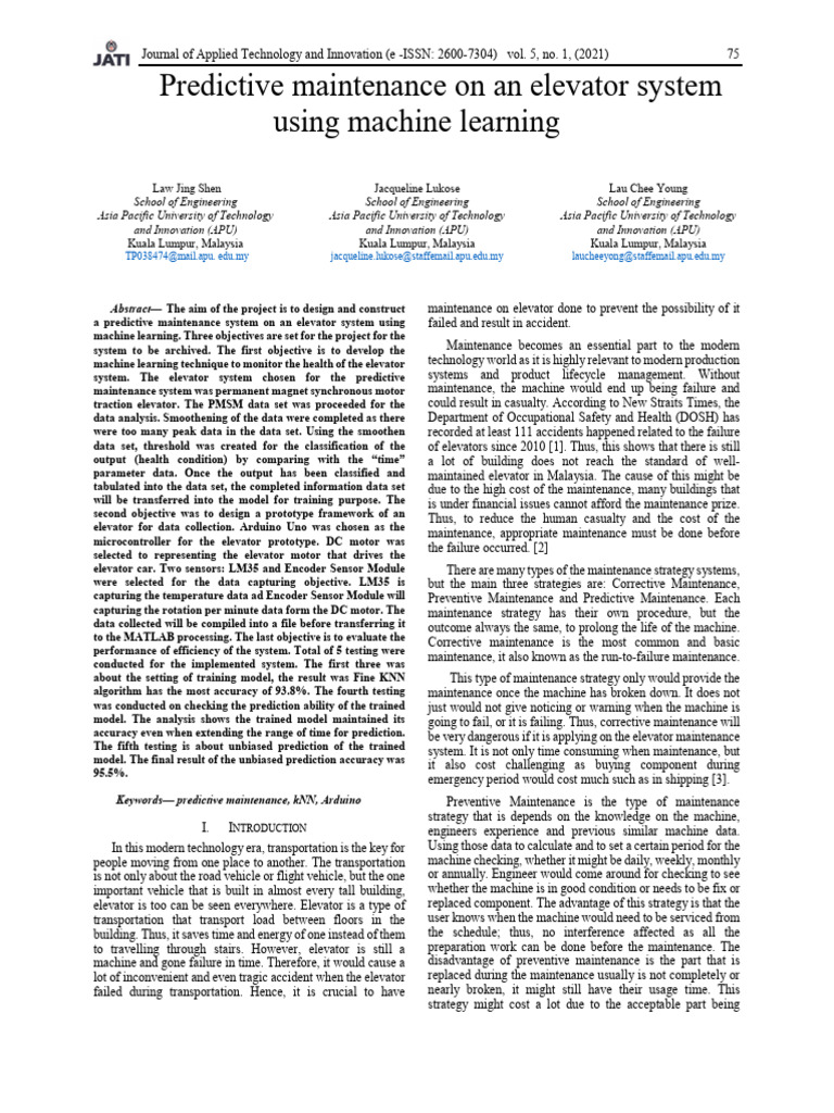 Elevator_System | PDF | Prediction | Accuracy And Precision