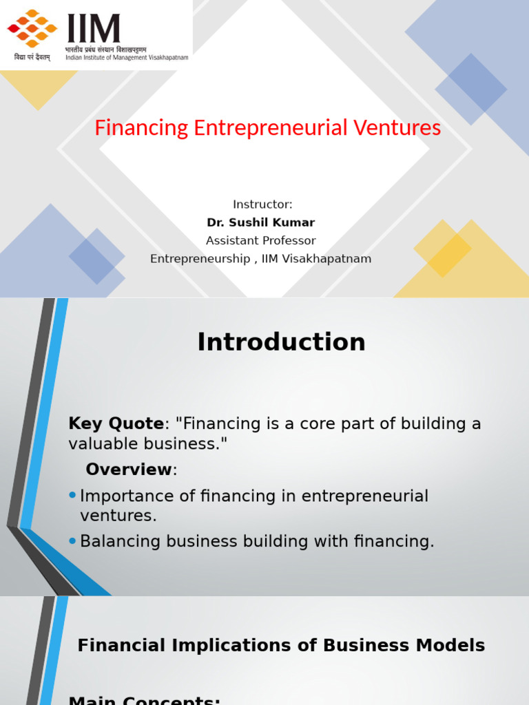 Financing Entrepreneurial Ventures - Presentation | PDF ...