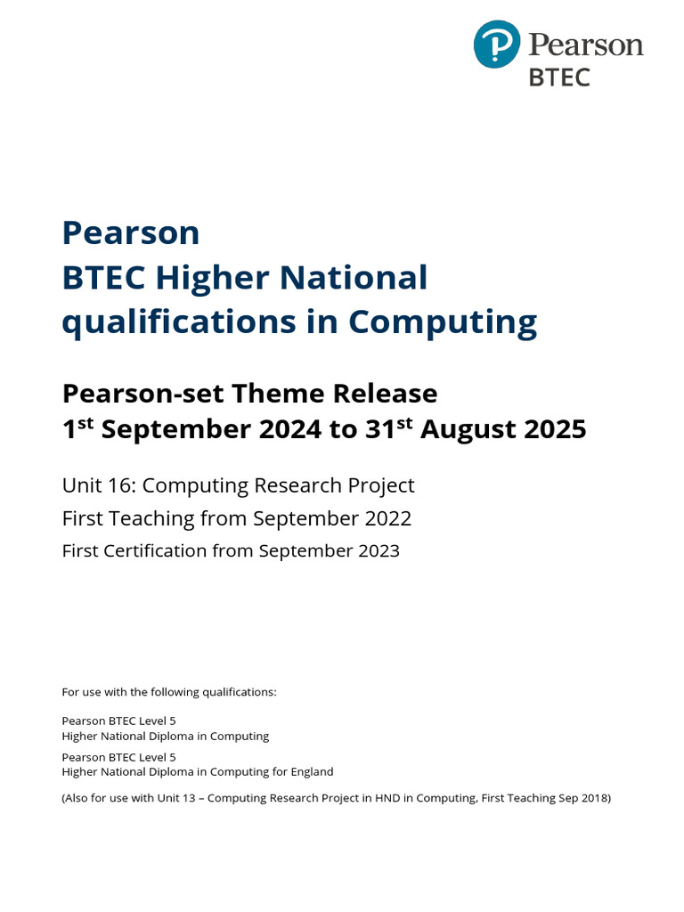 Btec HN Computing L5 Pearson Set Release 2024 25 | PDF | Artificial ...