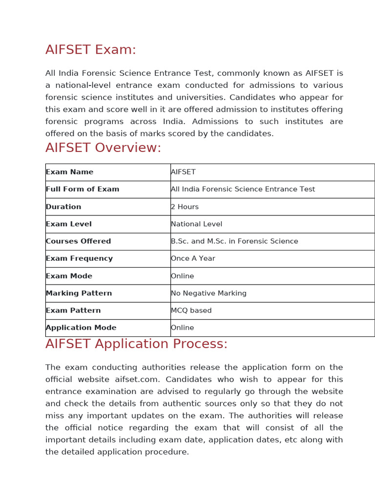 AIFSET Exam | PDF | University And College Admission | Chemistry