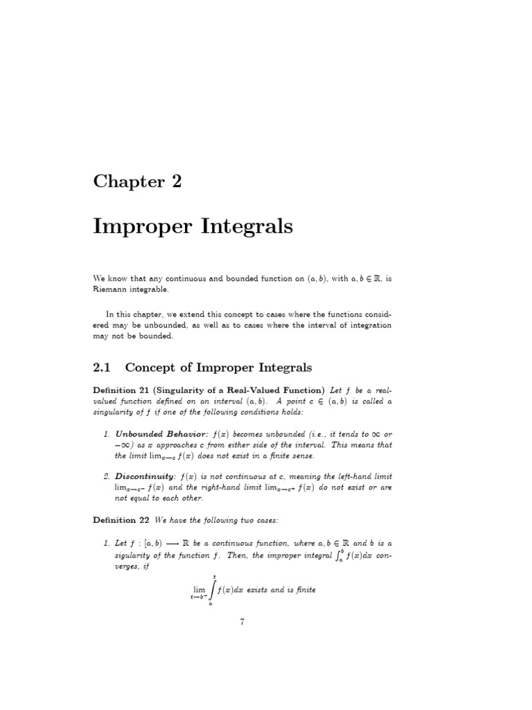 Chapter2 Improper Integrals | PDF | Integral | Area