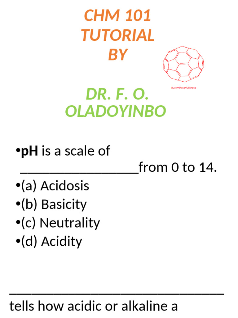CHM 101 - 2019-2021 - Tutorial Class Dec 2021 - 2 Sets | PDF | Ph | Chemical Substances