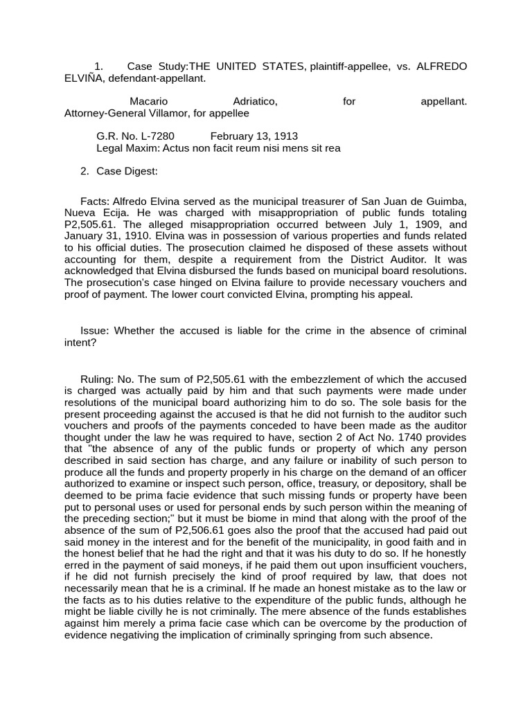 Manupac, Derick M. (Take Home Activity 4) | PDF | Mens Rea | Misconduct