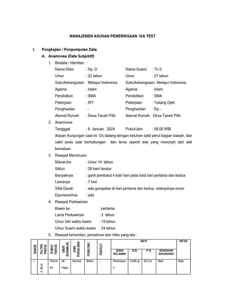 Askeb Pemeriksaan IVA TEST | PDF