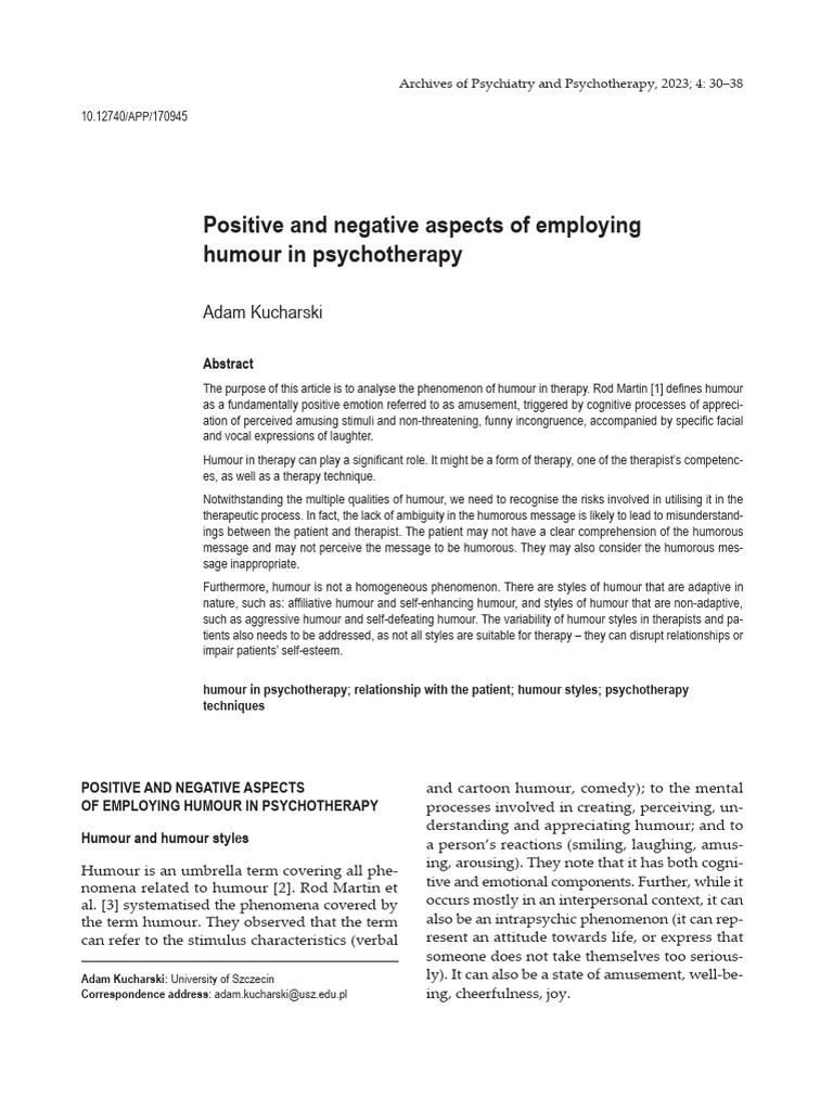 Positive and Negative | PDF | Humour | Psychotherapy