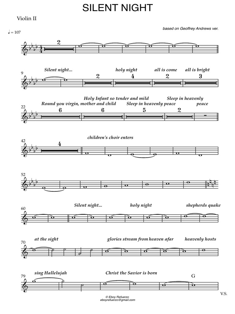 Silent Night - Violin II | PDF | Christmas Carols