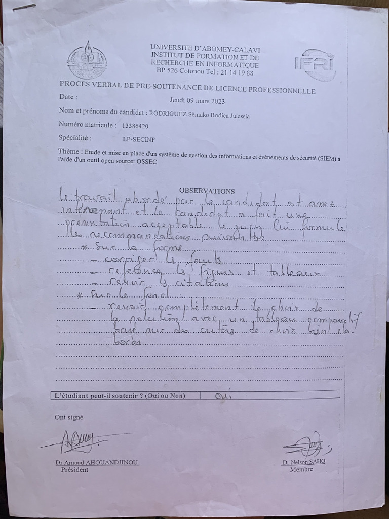 PV Pré-Soutenance | PDF