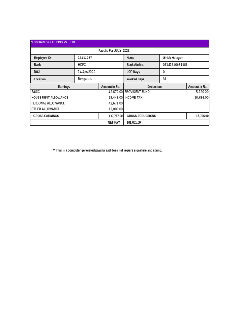 Accenture Payslip | PDF