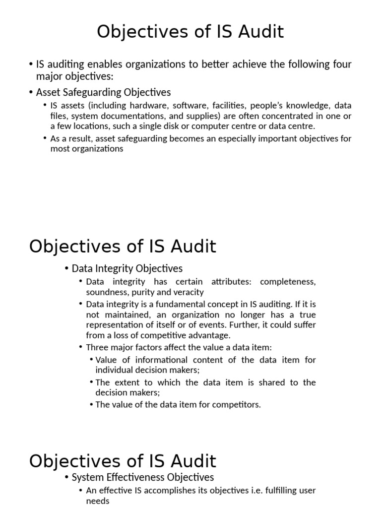 4-Objectives of Information System Audit-22-07-2024 | PDF | Audit ...