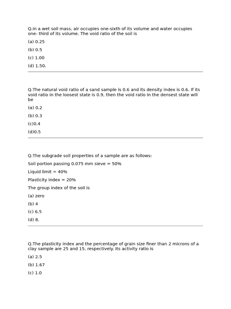 SOIL GEOTECH QUE | PDF | Density | Soil