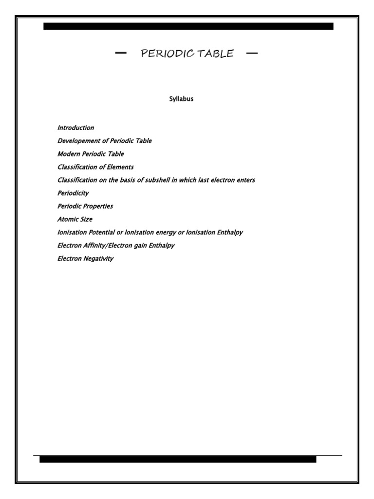 Periodic Table Overview and Trends | PDF | Periodic Table | Transition ...