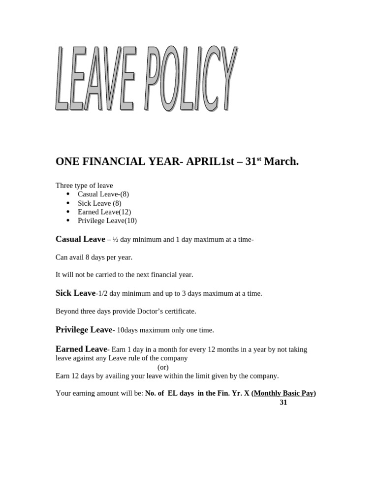 Leave Policy | PDF