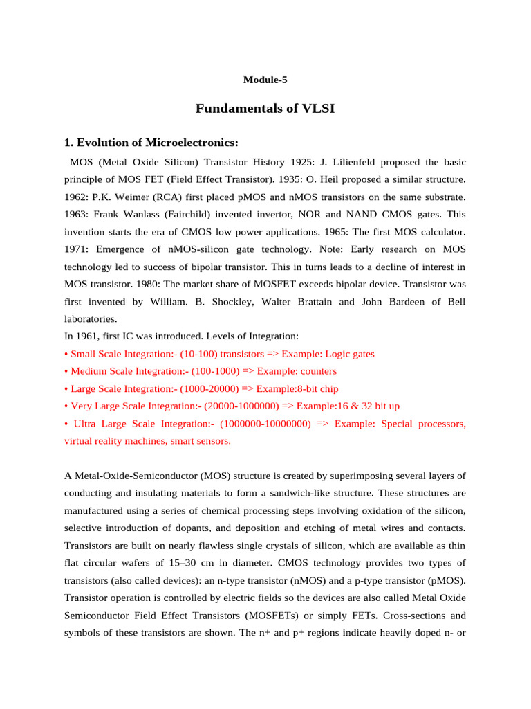 VLSI Fundamentals & MOSFET History | PDF | Field Effect Transistor | Mosfet