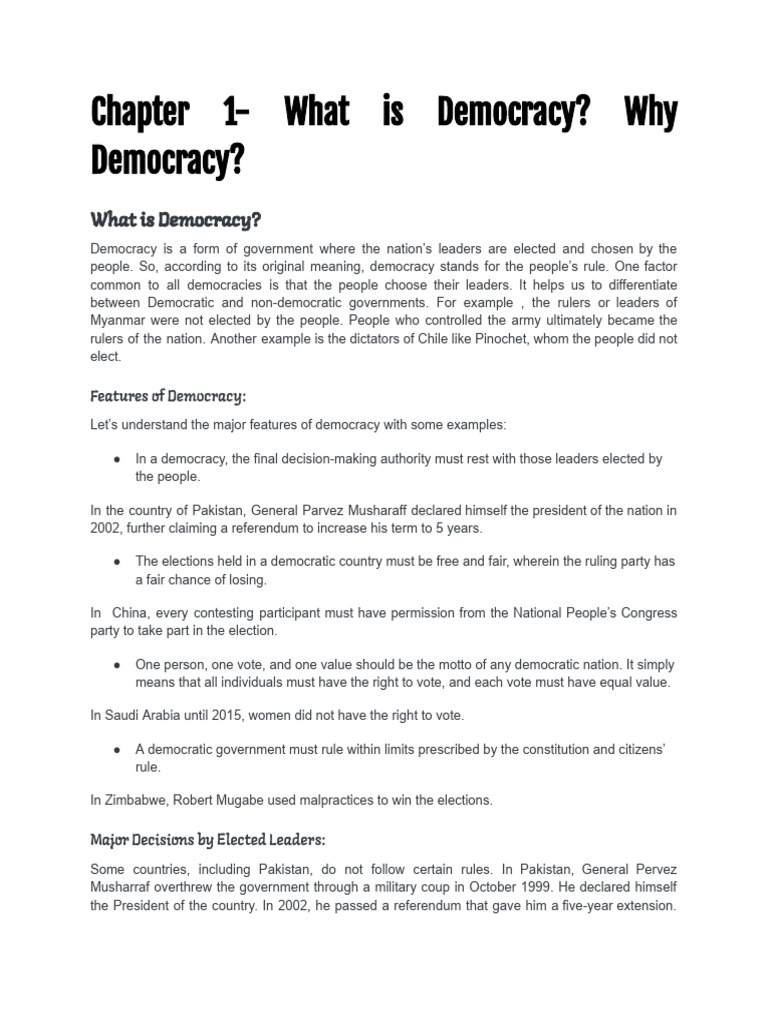 Understanding Democracy: Features & Merits | PDF | Elections | Democracy