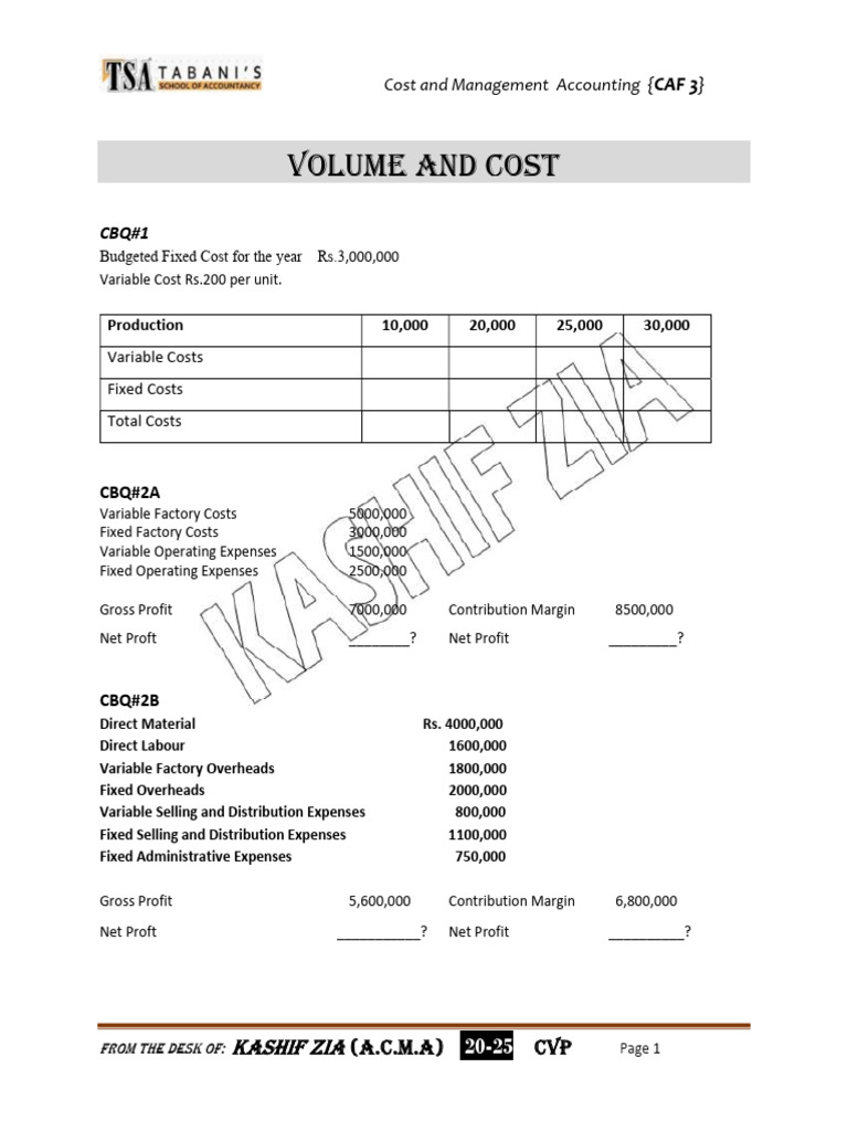 CVP Pre-Requisites PECHS | PDF | Financial Economics | Business Economics