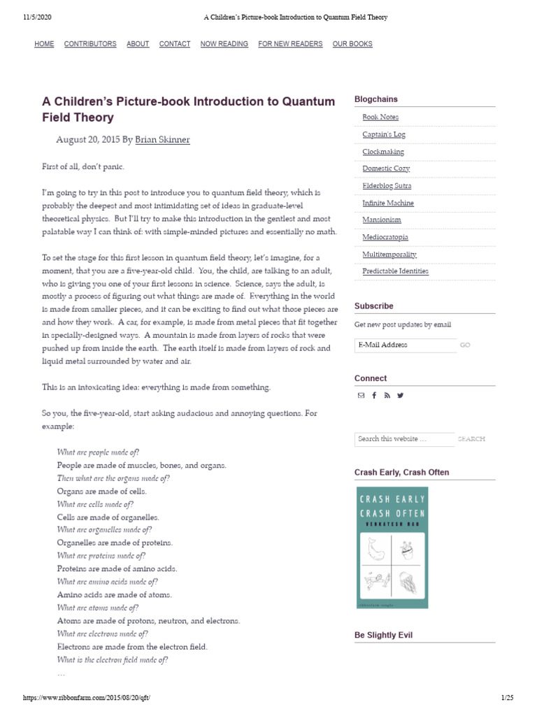 A Childrens Picture Book Introduction To Quantum Field Theory | PDF ...