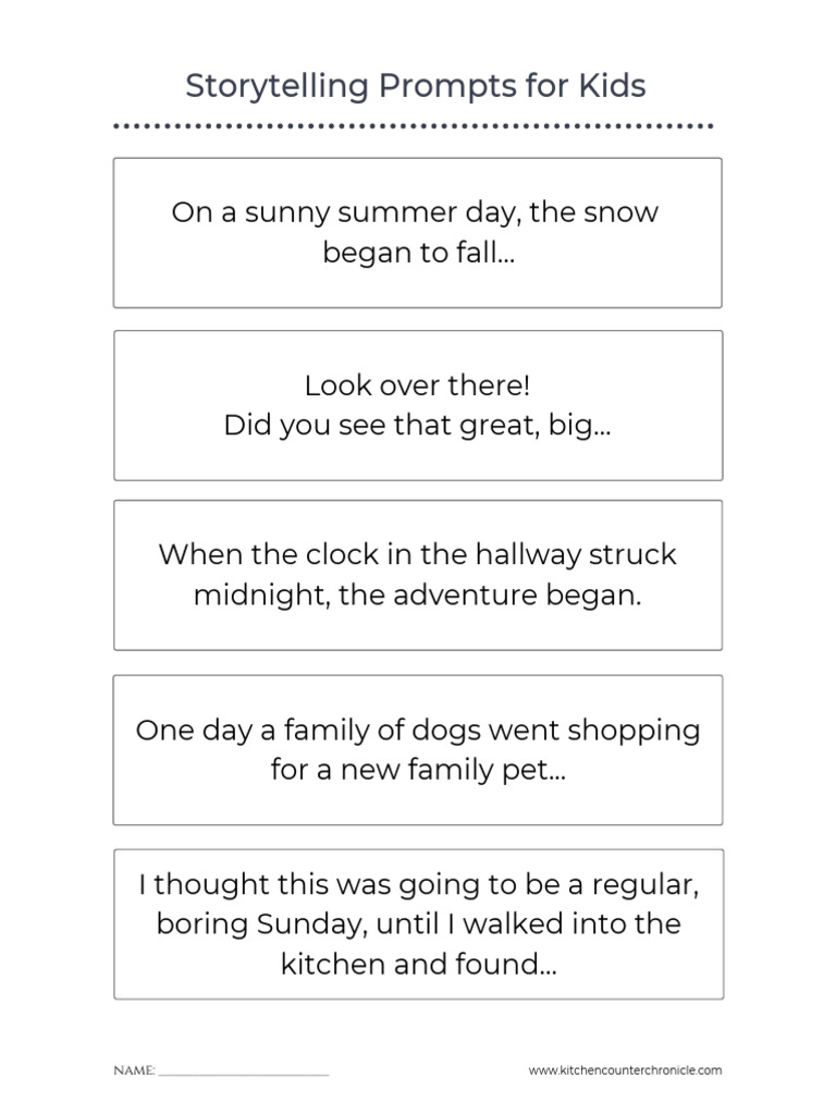 Printable Storytelling Prompts For Kids | PDF