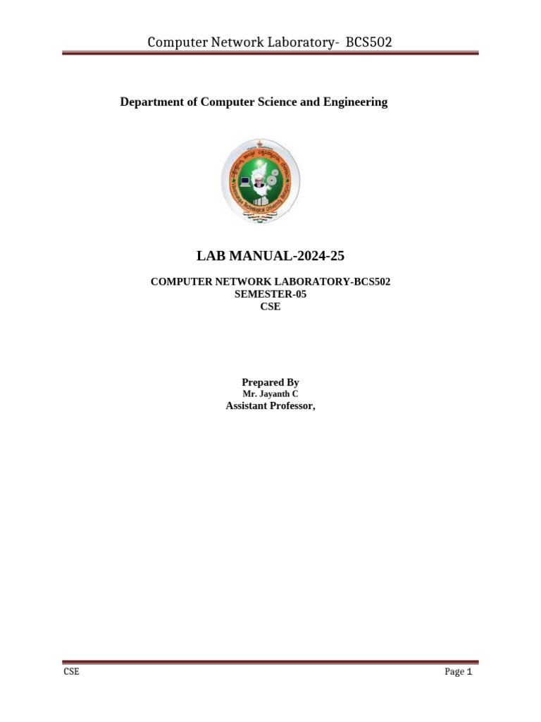 5 Sem Cse Computer Networks Lab Manual BCS502 | PDF | Computer Network | Network Topology