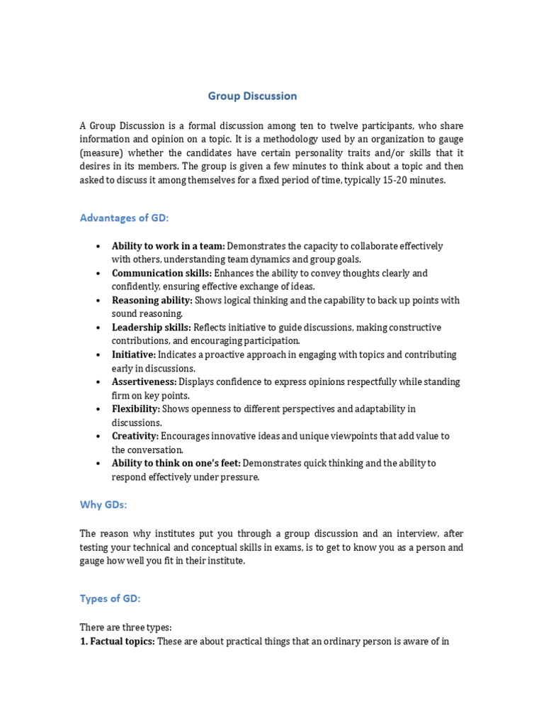 Group_Discussion_Guide_for_BTech_Students | PDF | Reason | Thought