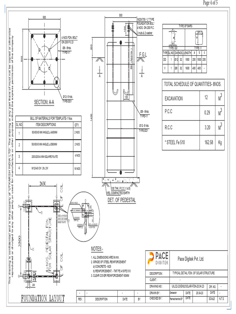 Solar Foundation Layout - Potrait | PDF | Civil Engineering | Building ...