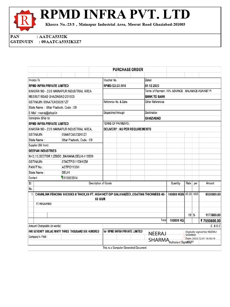 Rpmd Order Format | PDF
