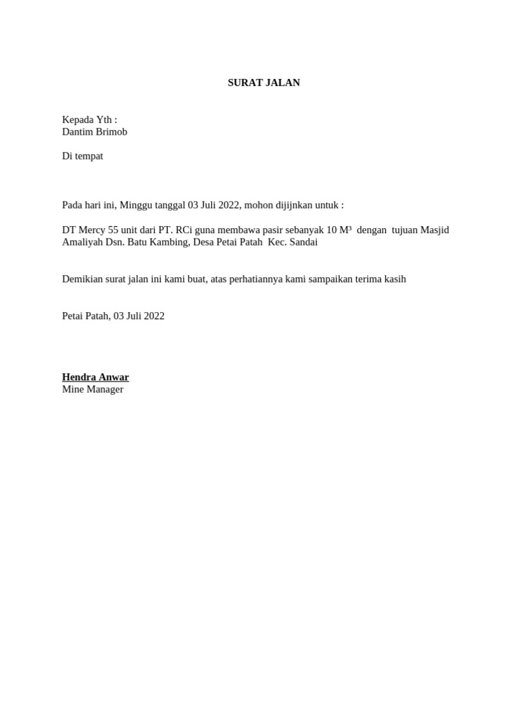 Surat Jalan DT Mercy | PDF