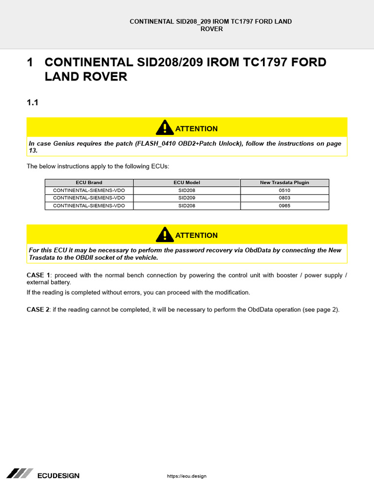 siemens_sid209_irom_tc1797_ford_landrover | PDF | Power Supply | Booting