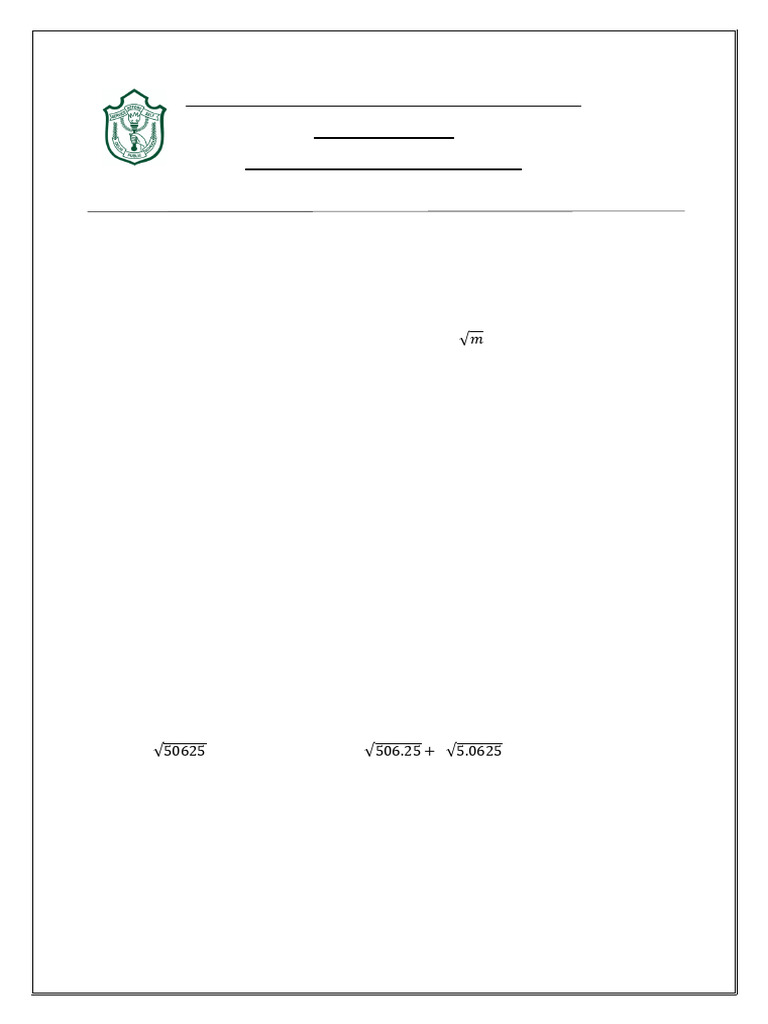 Maths - Square and Square Root Worksheet | PDF | Numbers | Square Root