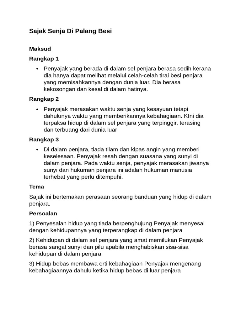 Sajak Senja Di Palang Besi | PDF