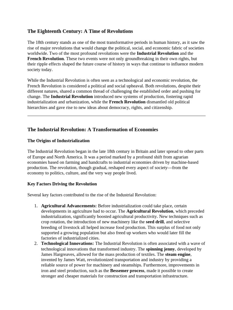 The Eighteenth Century | PDF | French Revolution | Industrial Revolution