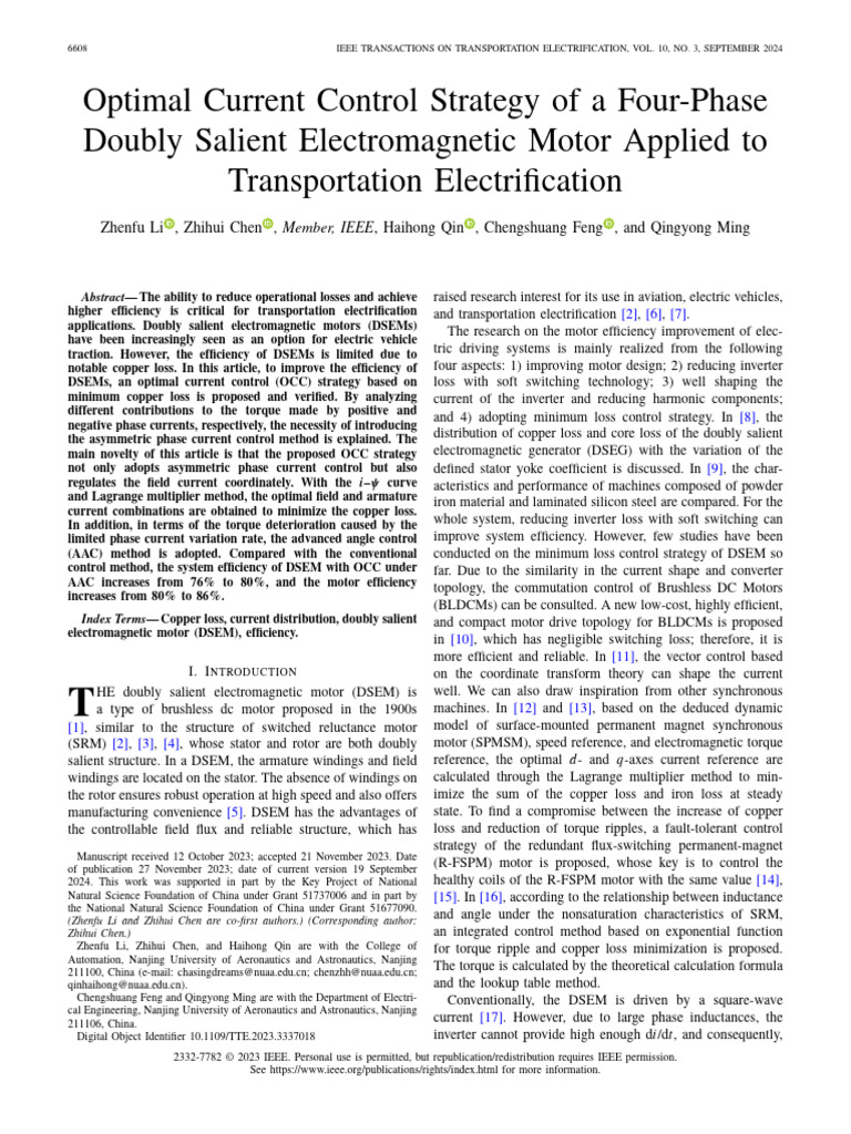 Optimal Current Control Strategy of A Four-Phase Doubly Salient Electromagnetic Motor Applied To ...