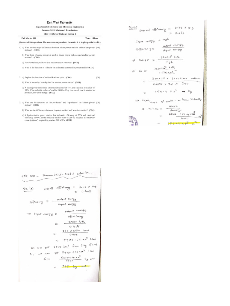 EEE 441 Summer 2023 Mid1 Solution | PDF