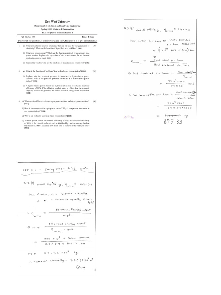 EEE 441 (1) Spring2023 Mid1 Solution | PDF