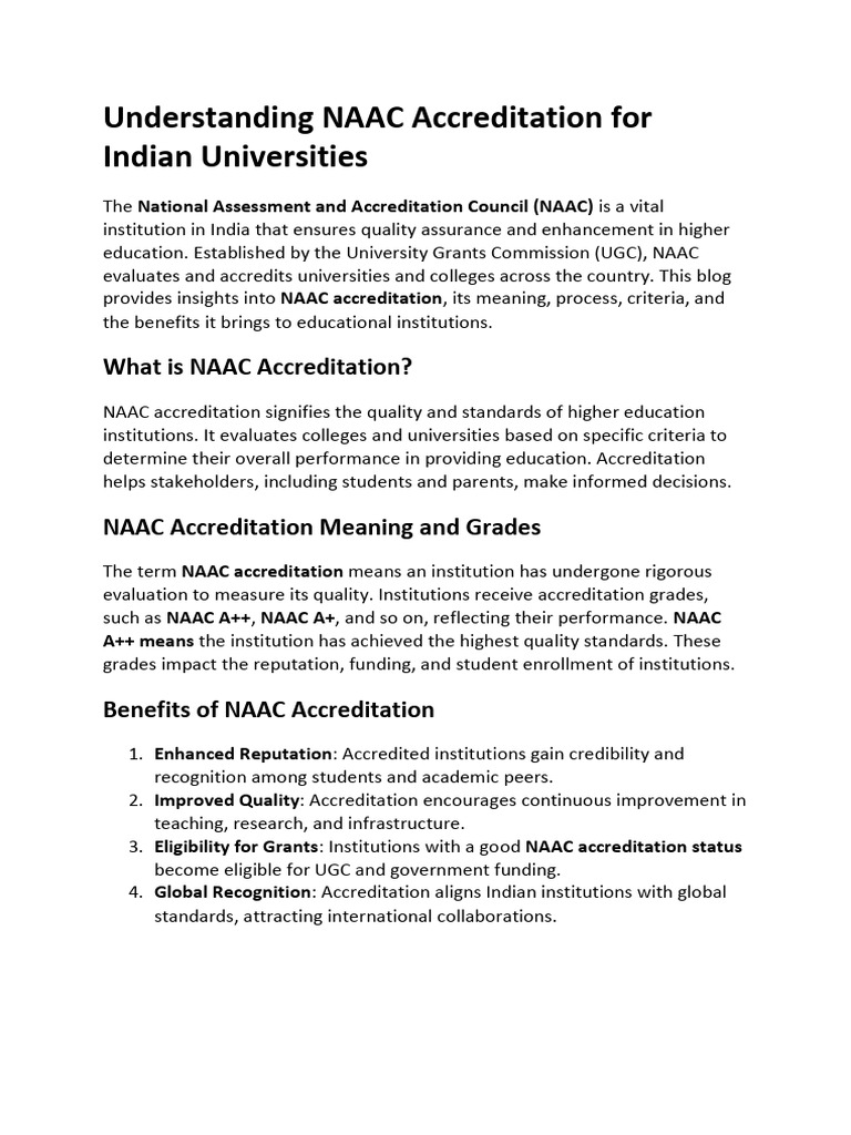 NAAC Accreditation Guide India | PDF | Evaluation
