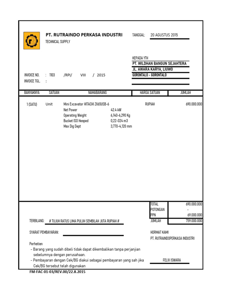 Invoice Exca Mini | PDF