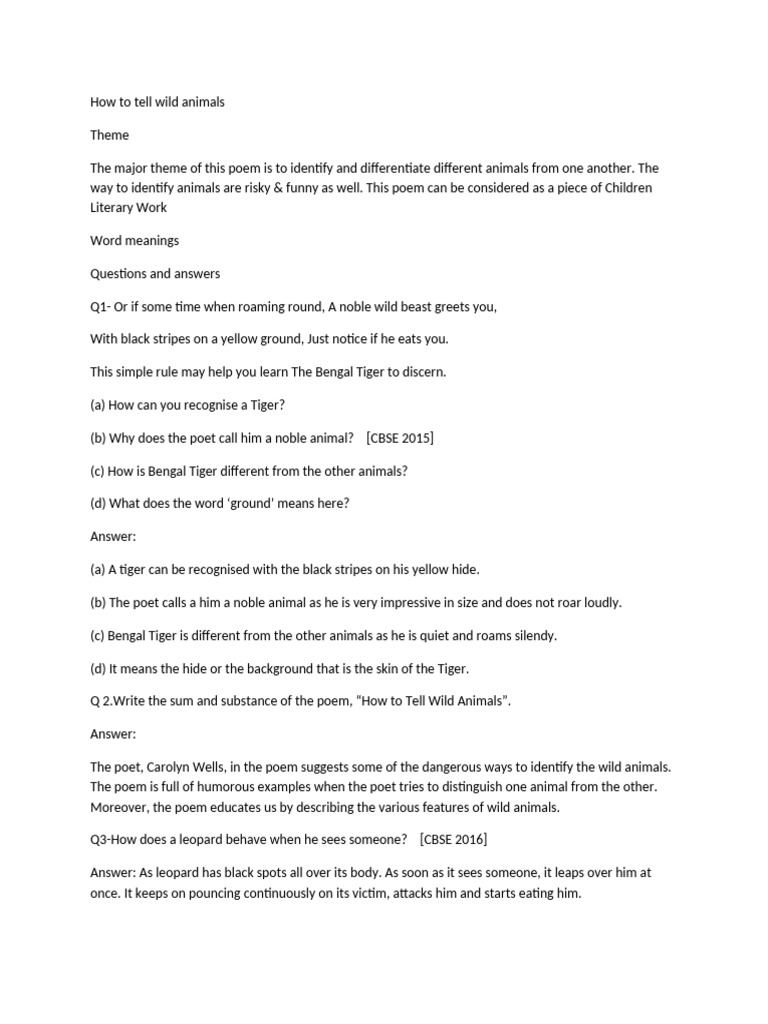 english class 10 cbse | PDF | Tiger