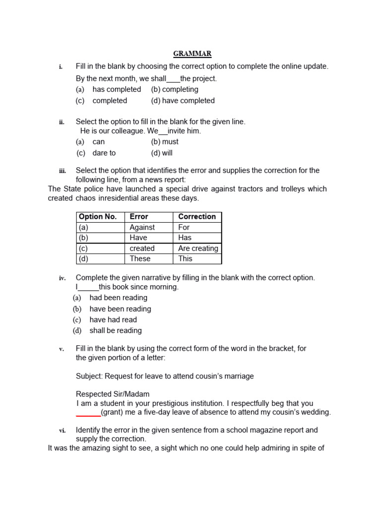 Class 10 Integrated Grammar Exercises | PDF