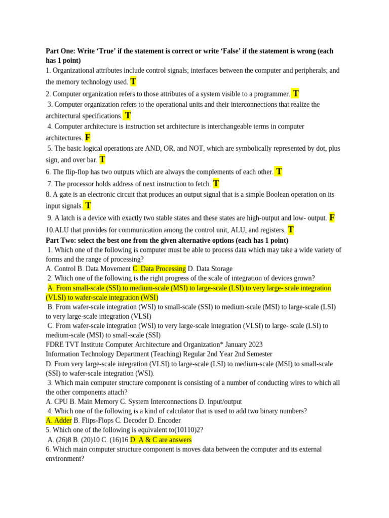 arc exam (2) | PDF | Integrated Circuit | Central Processing Unit