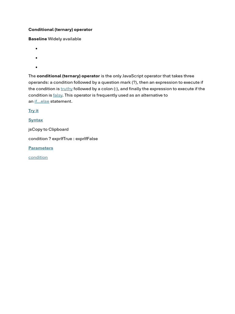 Understanding JavaScript Ternary Operator | PDF