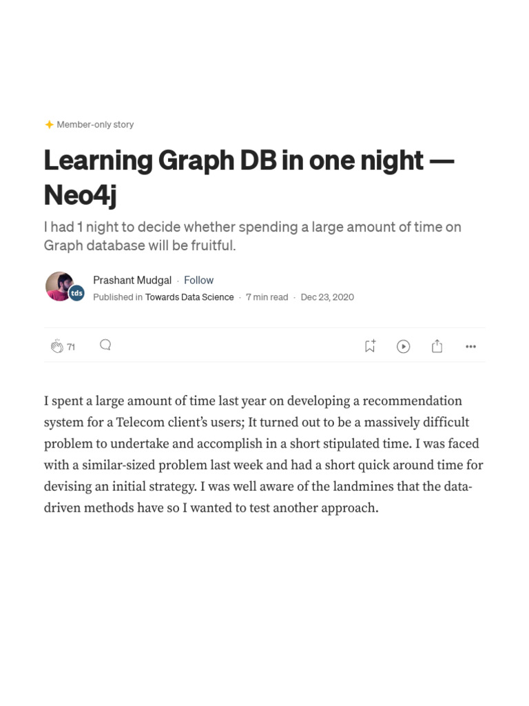 Learning Graph DB in one night — Neo4j _ by Prashant Mudgal _ Towards Data Science | PDF | Data ...