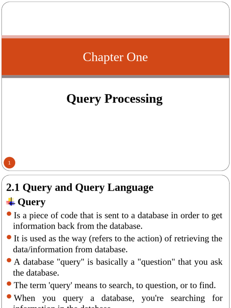 Ch-1 - Query Processing and Optimization | PDF | Databases | Relational ...