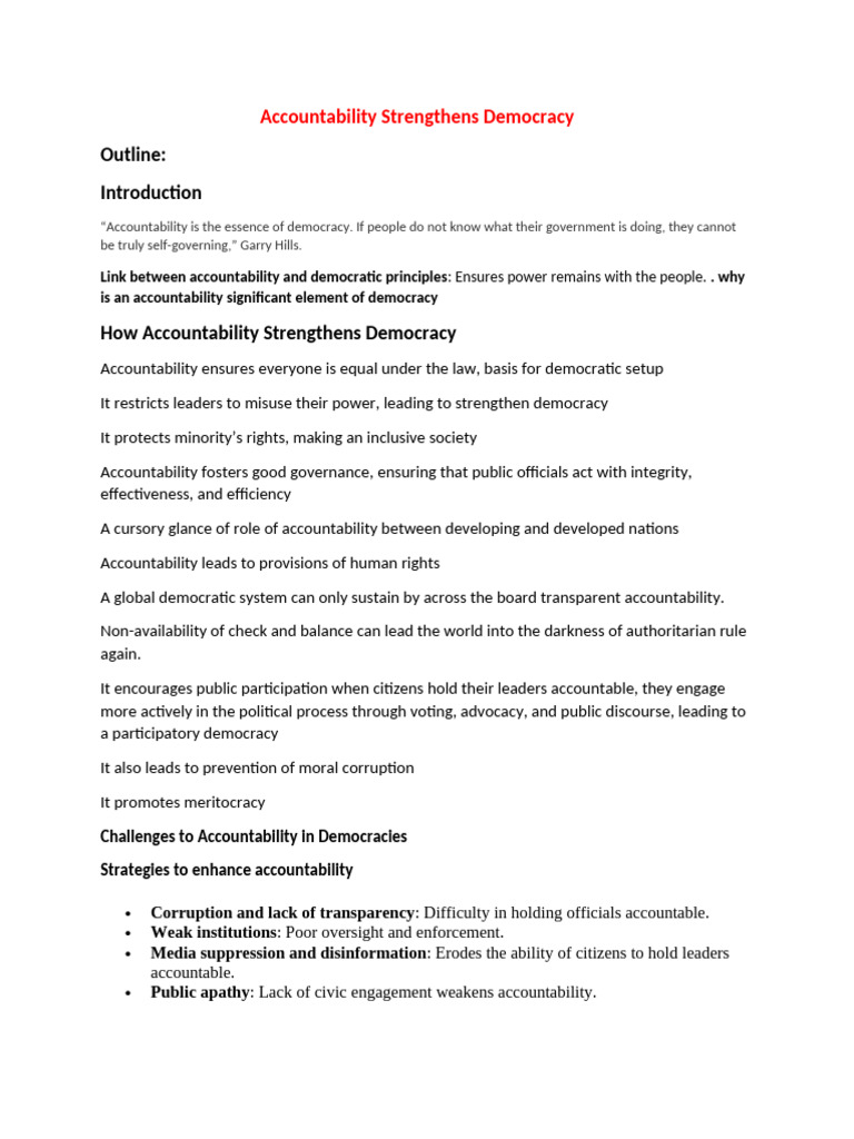 Accountability's Role in Democracy | PDF